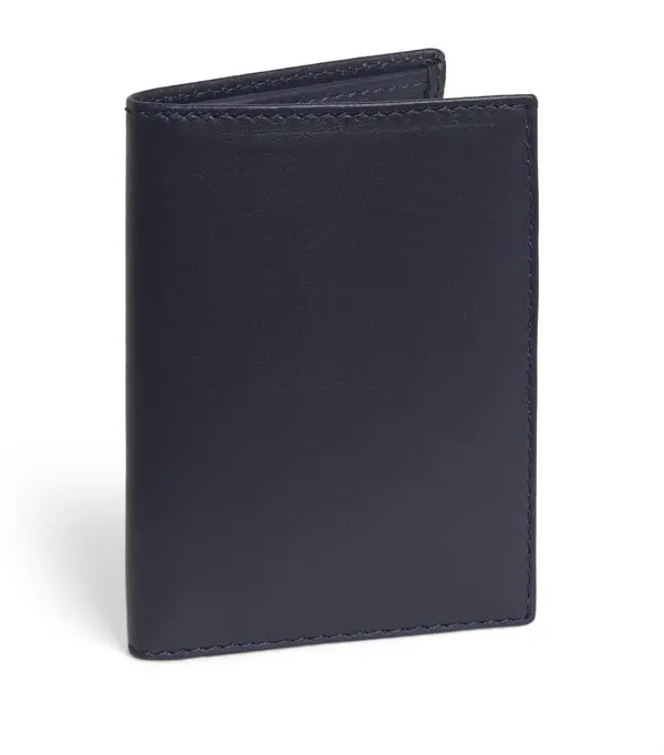Comme Des Garçons Leather Bifold Card Holder - Navy