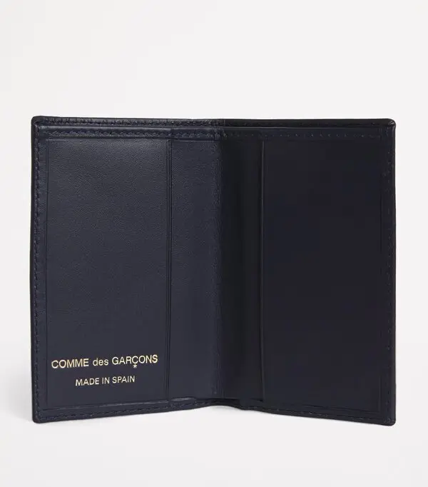 Comme Des Garçons Leather Bifold Card Holder - Navy