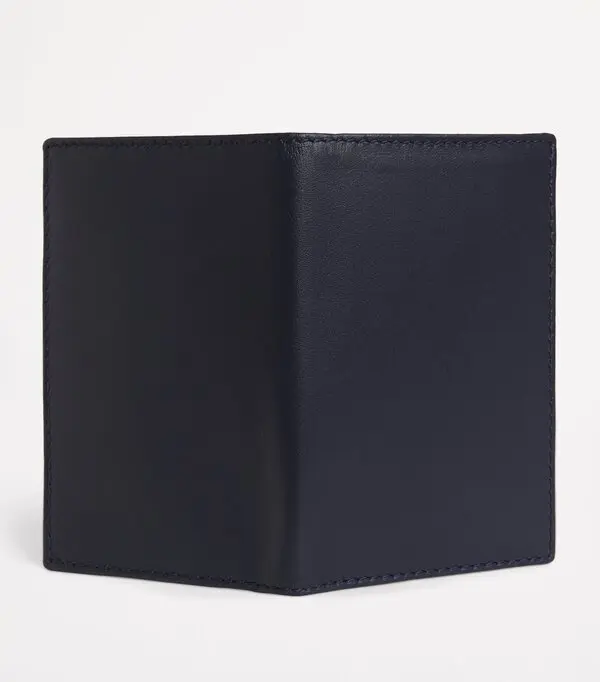 Comme Des Garçons Leather Bifold Card Holder - Navy