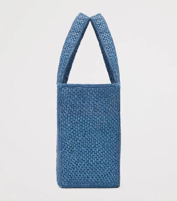 Loewe X Paula's Ibiza Medium Raffia Font Tote Bag - Blue