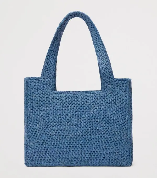 Loewe X Paula's Ibiza Medium Raffia Font Tote Bag - Blue