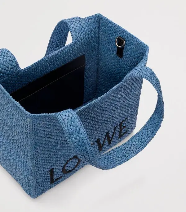 Loewe X Paula's Ibiza Medium Raffia Font Tote Bag - Blue