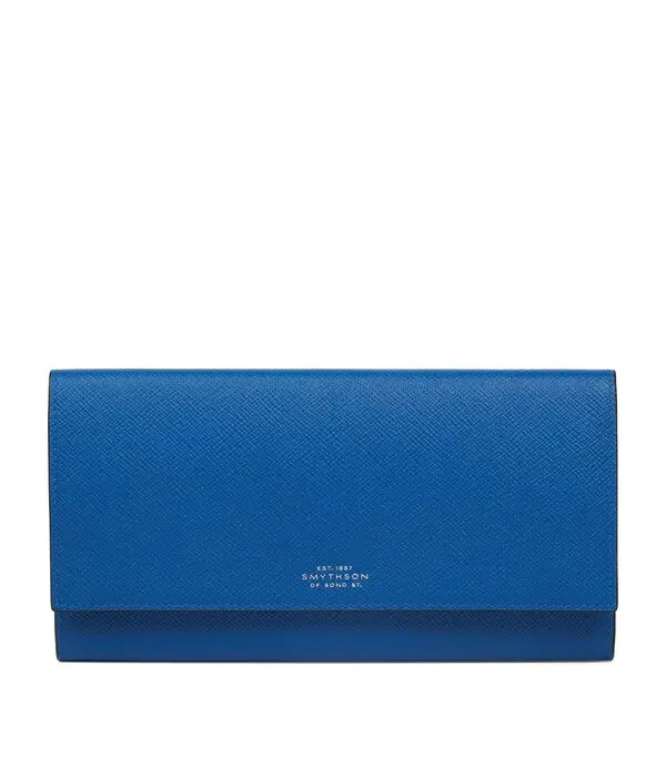 Smythson Panama Leather Marshall Travel Wallet - Blue