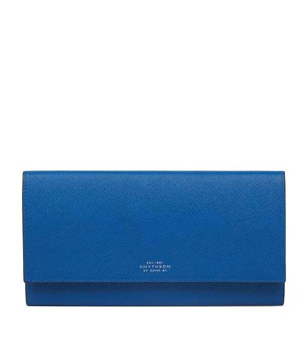 Smythson Panama Leather Marshall Travel Wallet - Blue