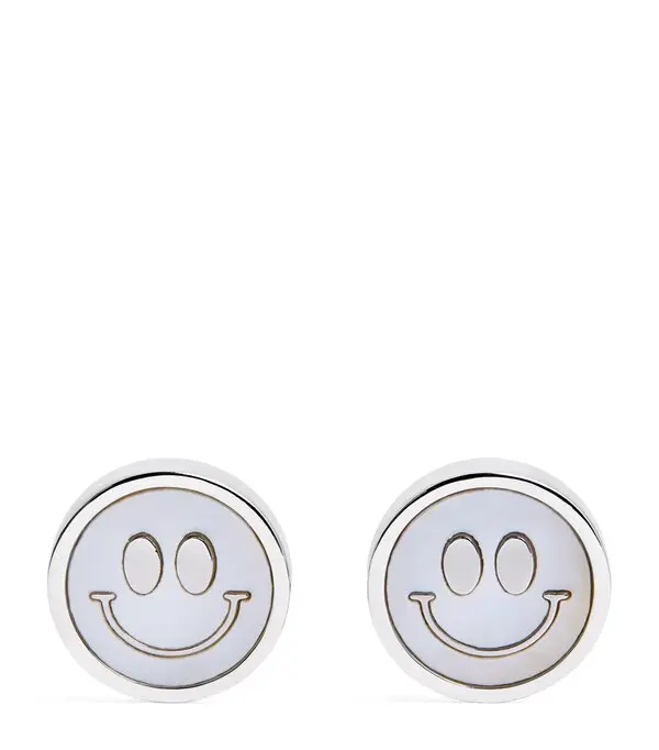 BABETTE WASSERMAN LONDON Rhodium-plated Smiley Face Cufflinks - Silver