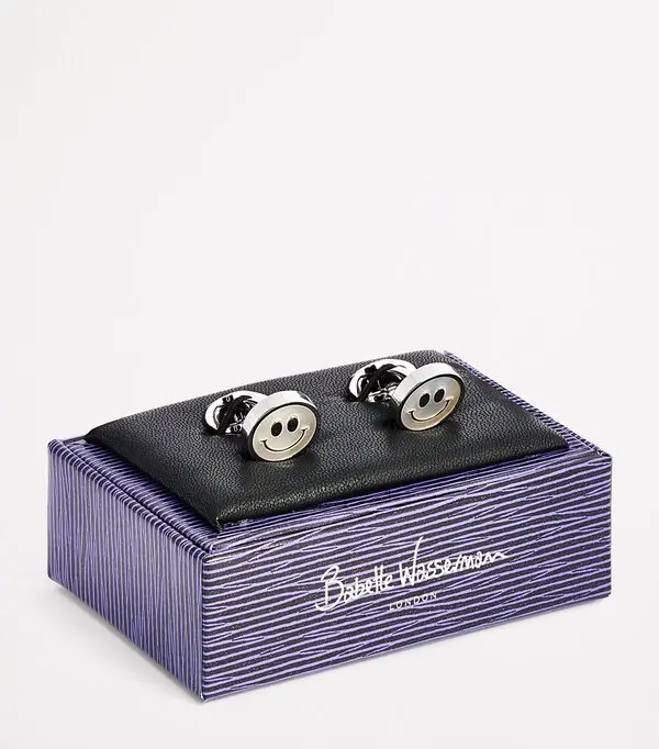 BABETTE WASSERMAN LONDON Rhodium-plated Smiley Face Cufflinks