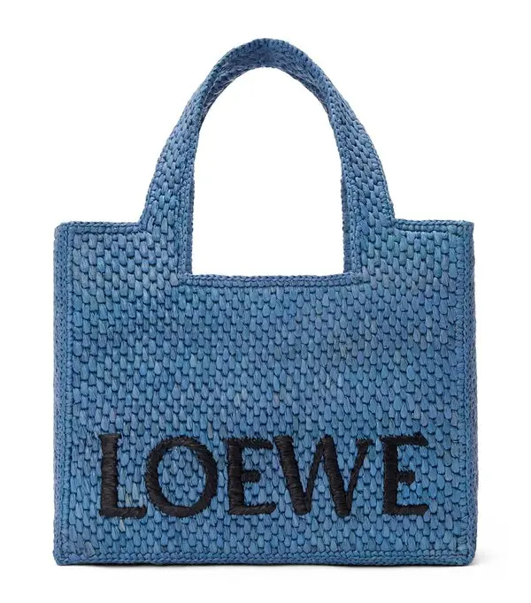 Loewe X Paula's Ibiza Small Raffia Font Tote Bag - Blue