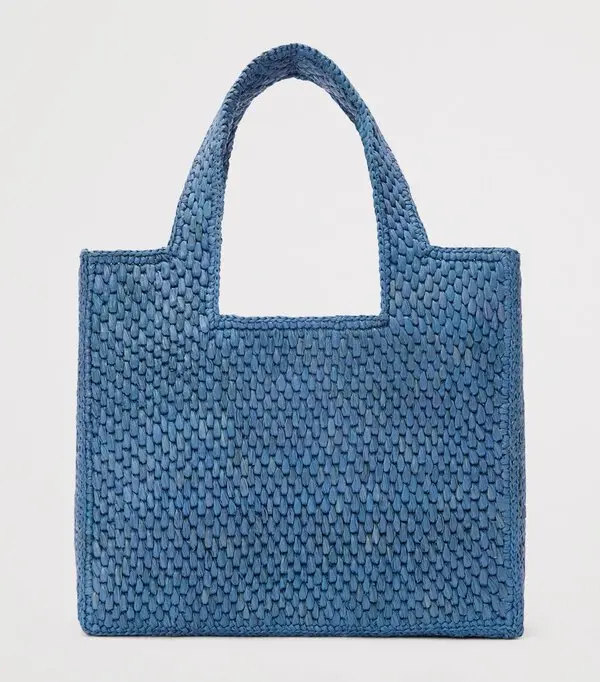 Loewe X Paula's Ibiza Small Raffia Font Tote Bag - Blue