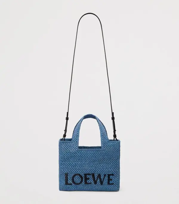 Loewe X Paula's Ibiza Small Raffia Font Tote Bag - Blue
