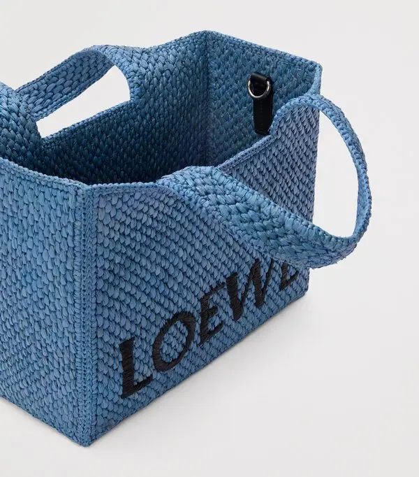 Loewe X Paula's Ibiza Small Raffia Font Tote Bag - Blue
