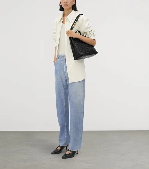 Bottega Veneta Leather Andiamo Top-handle Bag - Grey