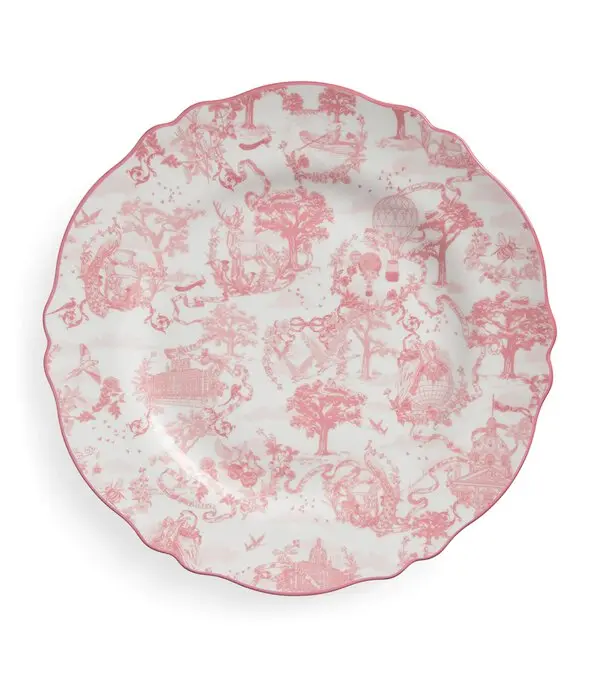 Harrods Fine Bone China Toile Dinner Plate - Pink