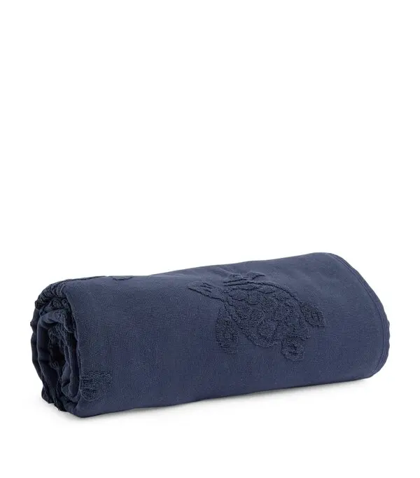 Vilebrequin Organic Cotton Santah Ronde Des Tortues Towel - Navy