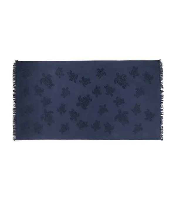 Vilebrequin Organic Cotton Santah Ronde Des Tortues Towel - Navy