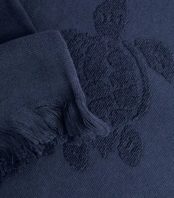 Vilebrequin Organic Cotton Santah Ronde Des Tortues Towel - Navy