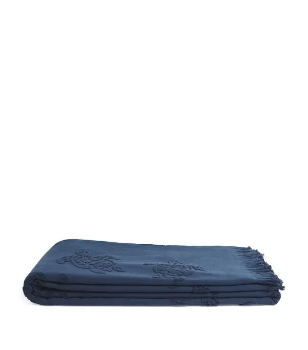 Vilebrequin Organic Cotton Santah Ronde Des Tortues Towel - Navy