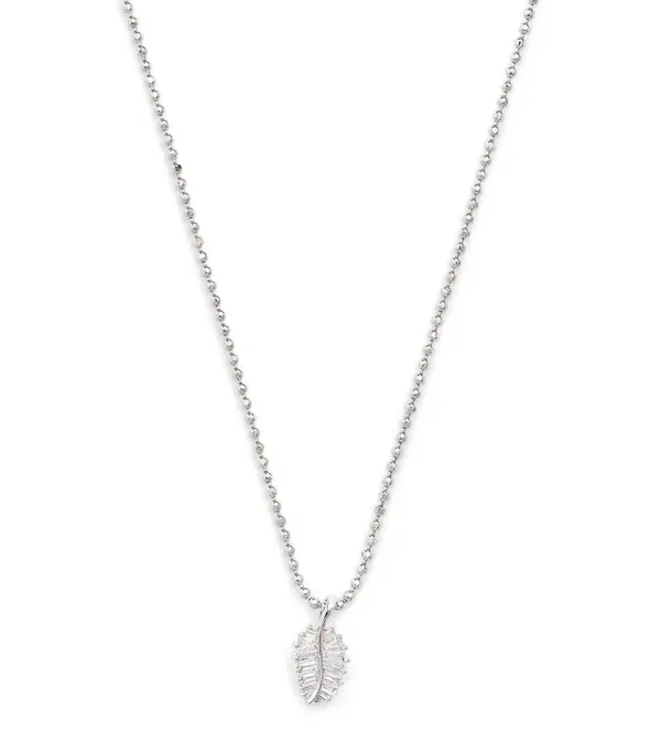 ANITA KO Gold And Diamond Palm Leaf Pendant Necklace - White