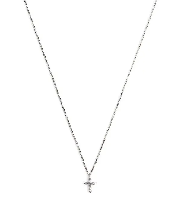 PERSEE Gold And Diamond Symbols Cross Necklace - White