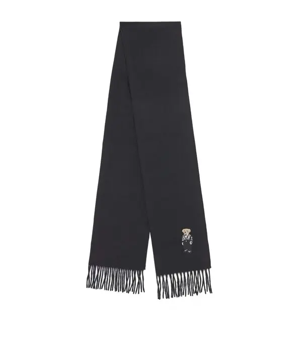 Ralph Lauren Purple Label Cashmere Polo Bear Scarf - Black