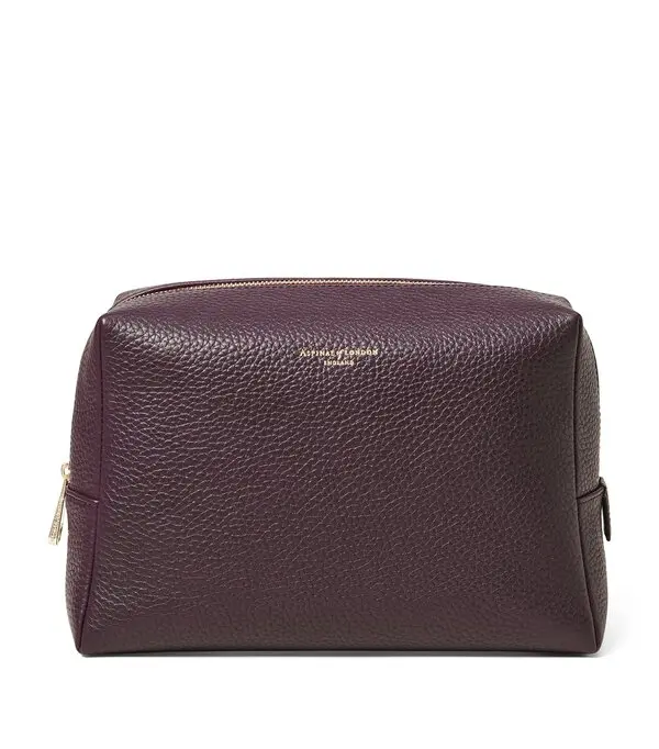 ASPINAL OF LONDON Large Leather London Cosmetic Case - Purple