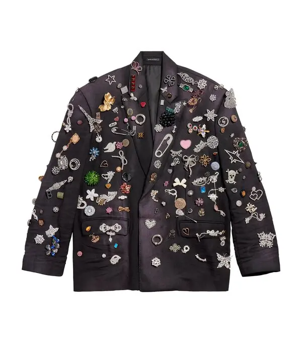 Balenciaga Wool Tailored Jacket With Brooches