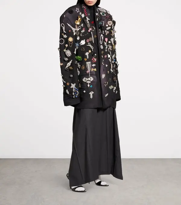 Balenciaga Wool Tailored Jacket With Brooches