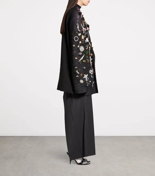 Balenciaga Wool Tailored Jacket With Brooches