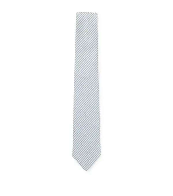 BOSS Silk Striped Neck Tie - Blue
