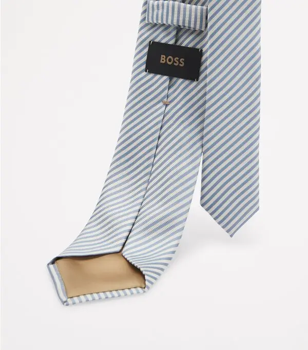 BOSS Silk Striped Neck Tie - Blue