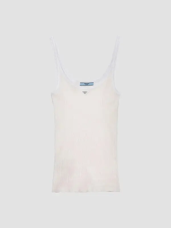 Prada Ribbed Cotton Top - White