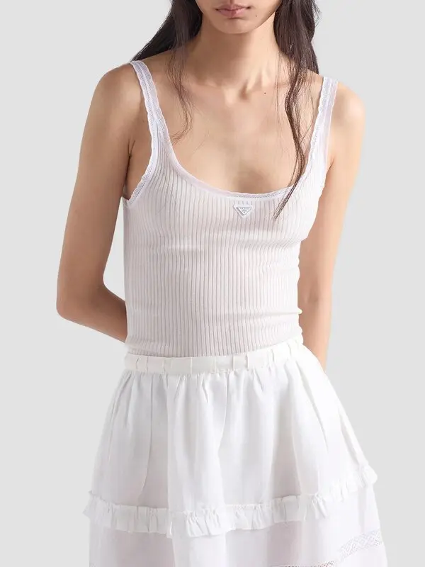 Prada Ribbed Cotton Top