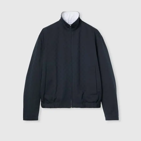 Gucci Reversible Cotton Gabardine Zip Jacket - Blue