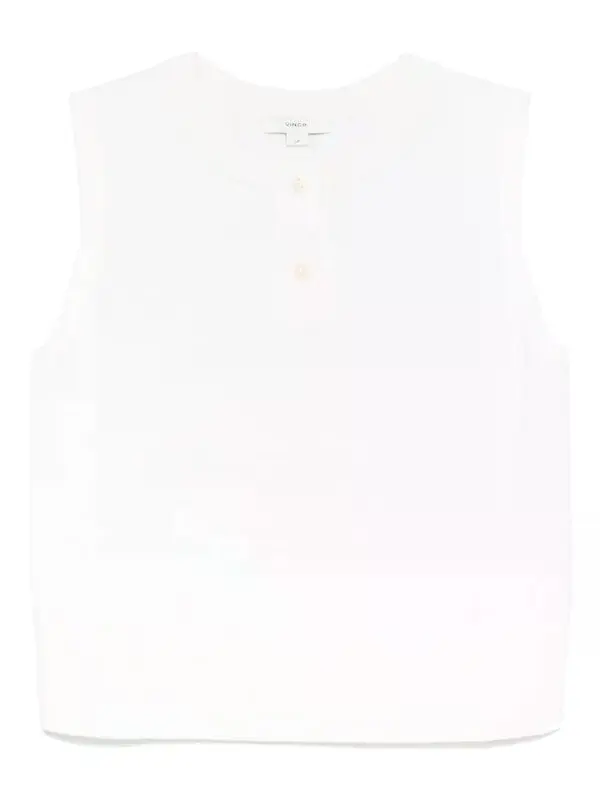 Vince Knitted Henley Top - White