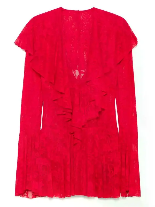 Norma Kamali V-neck Ruffled Mini Dress