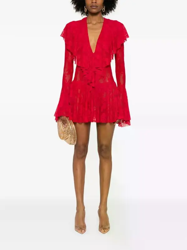 Norma Kamali V-neck Ruffled Mini Dress