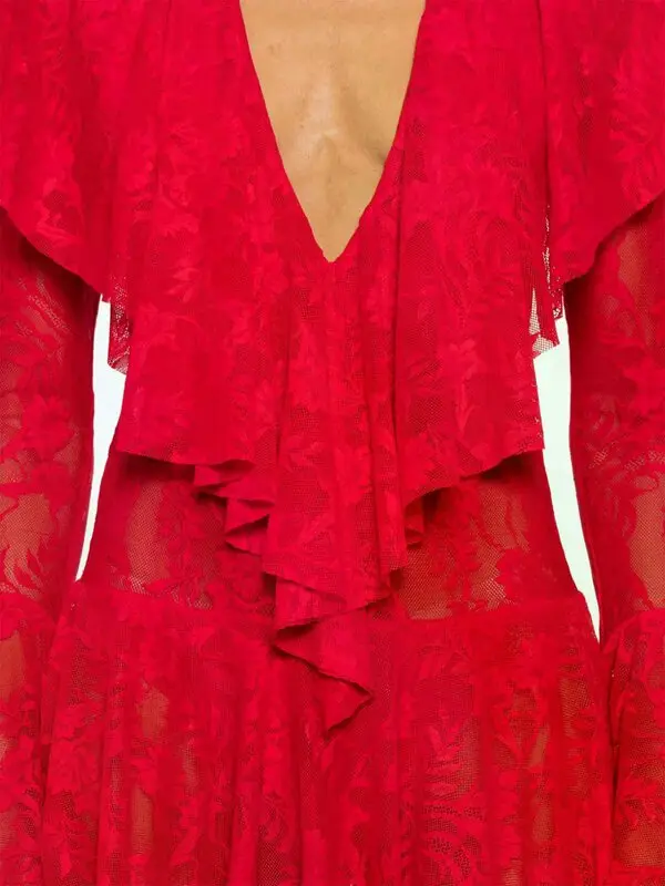 Norma Kamali V-neck Ruffled Mini Dress