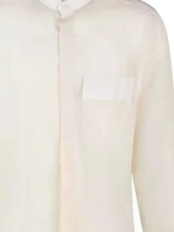 LOW BRAND Collarless Shirt - Neutrals