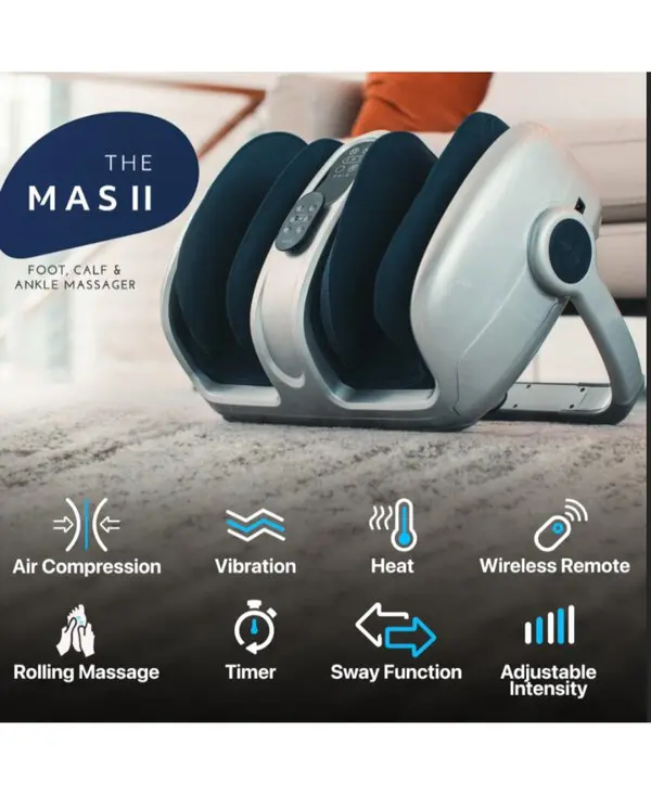 MIKO Shiatsu Foot, Calf, And Ankle Massager With Heat - Silver/blue