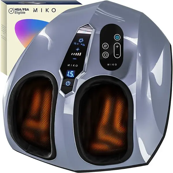 MIKO Shiatsu Foot Massager Machine With Multiple Functions And Heat - Grey