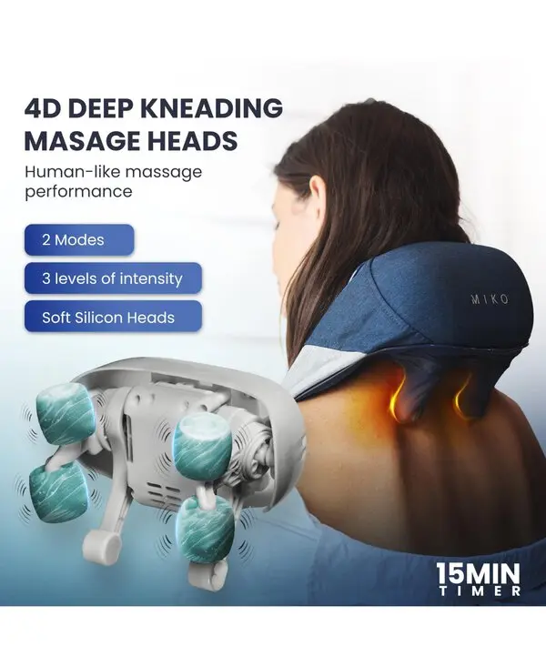 MIKO Shiatsu Neck And Back App Controlled Massager Hands Free & Heat