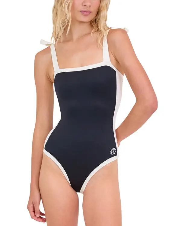 Simkhai Piper Bow Tie Strap One Piece Swimsuit