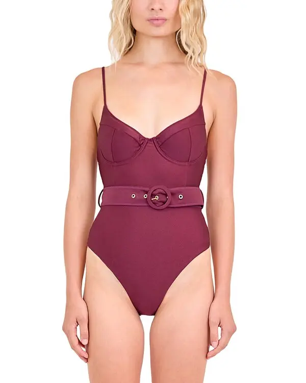Simkhai Noa Belted One Piece Swimsuit - Sangria