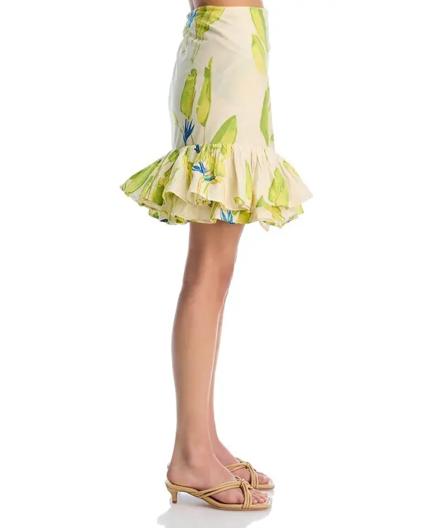 CONIGLIO PALM BEACH Mini Ruffle Pareo Skirt - Birds Of Paradise/faded Banana