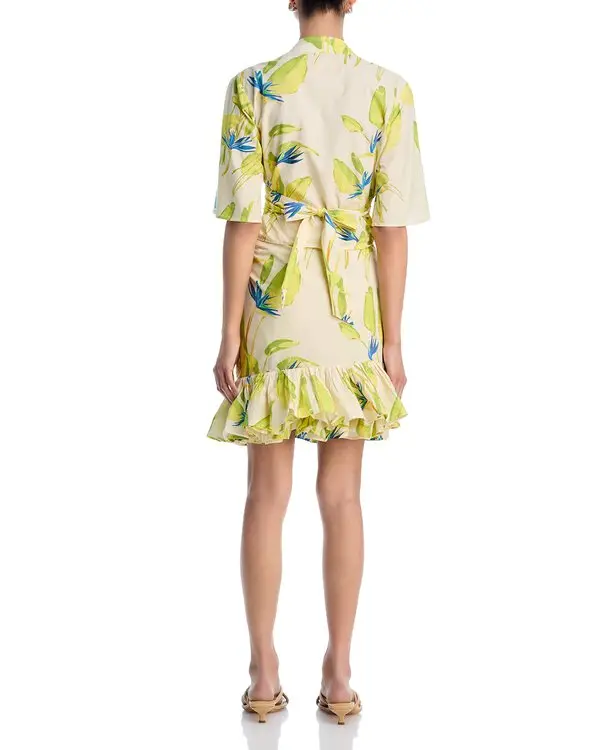 CONIGLIO PALM BEACH Mini Ruffle Pareo Skirt - Birds Of Paradise/faded Banana