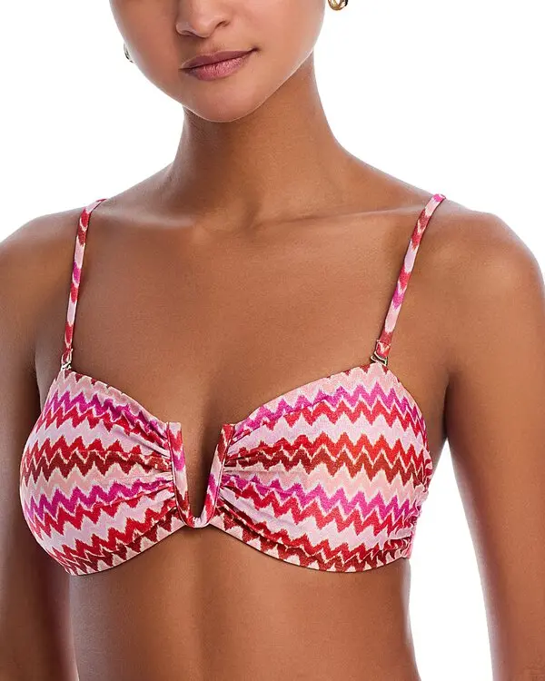Ramy Brook Jaedyn Chevron Bikini Top - Flame Chevron