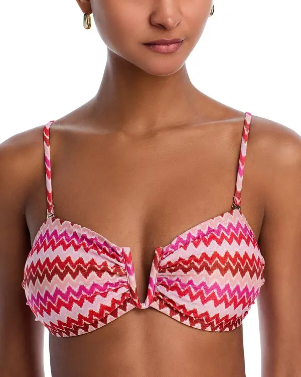 Ramy Brook Jaedyn Chevron Bikini Top - Flame Chevron
