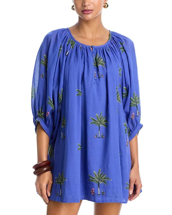 CONIGLIO PALM BEACH Grace Mini Dress - Petit Palm Deep Periwinkle