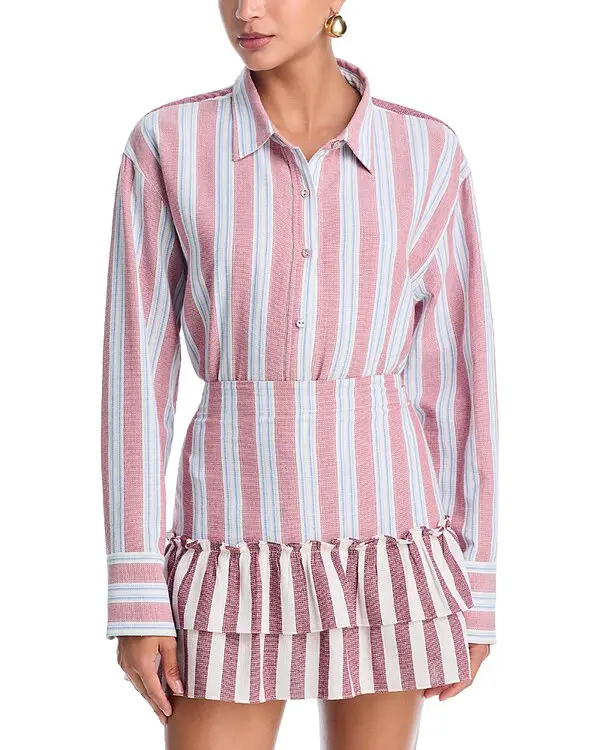 CONIGLIO PALM BEACH Classic Button Down Shirt - Claret Combo Stripe