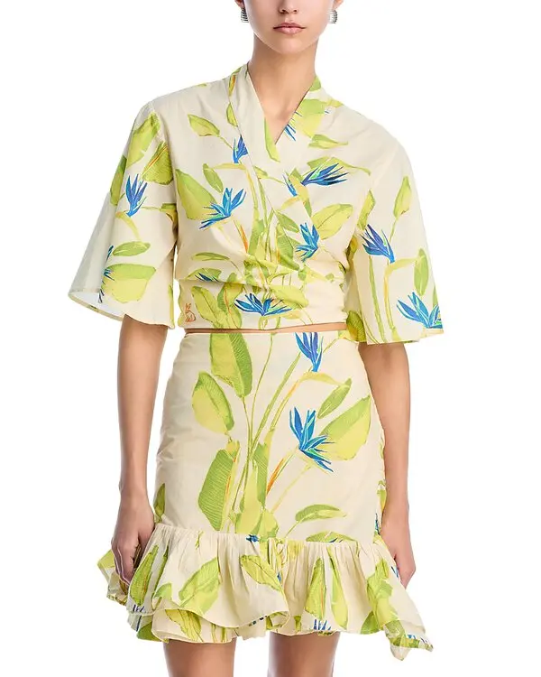 CONIGLIO PALM BEACH Miraflores Wrap Top - Birds Of Paradise/faded Banana