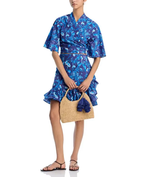 CONIGLIO PALM BEACH Miraflores Wrap Top - Cranes Indigo